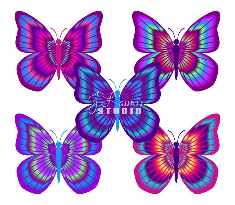 Digital Clipart Butterflies-tie-dye Butterflies-tie-dyed Clip - Etsy