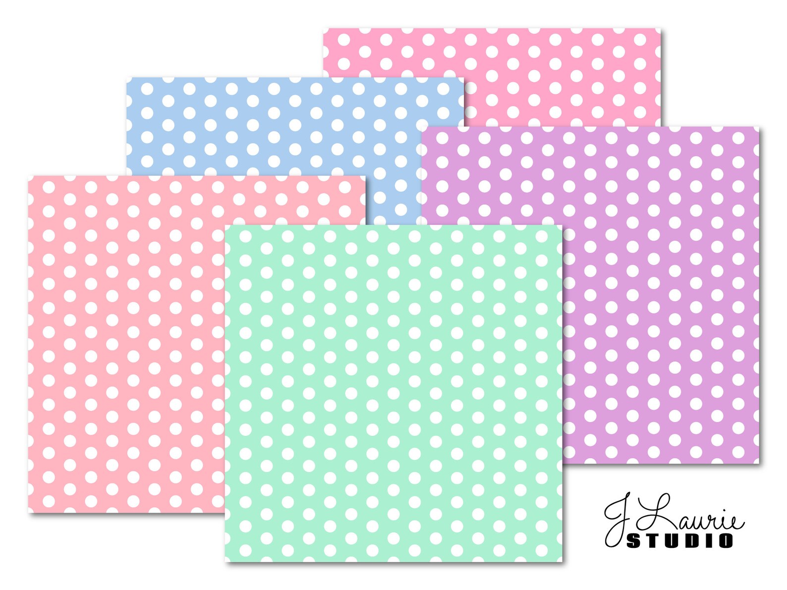 Pastel Polka Dots-digital Scrapbook Papers-commercial Use-baby Shower ...