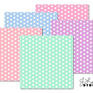 Pastel Polka Dots-digital Scrapbook Papers-commercial Use-baby Shower ...