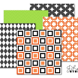 Mod Halloween-digital Scrapbook Papers-commercial Use-geometric ...
