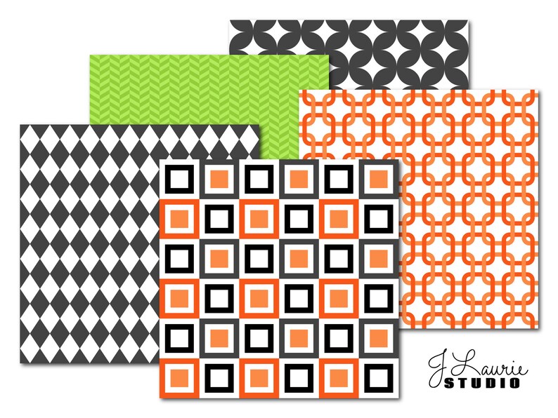 Mod Halloween-digital Scrapbook Papers-commercial Use-geometric ...