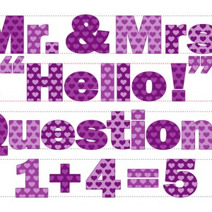 Digital Alphabet Letters Clipart-purple Heart Patterns-hearts-numbers ...
