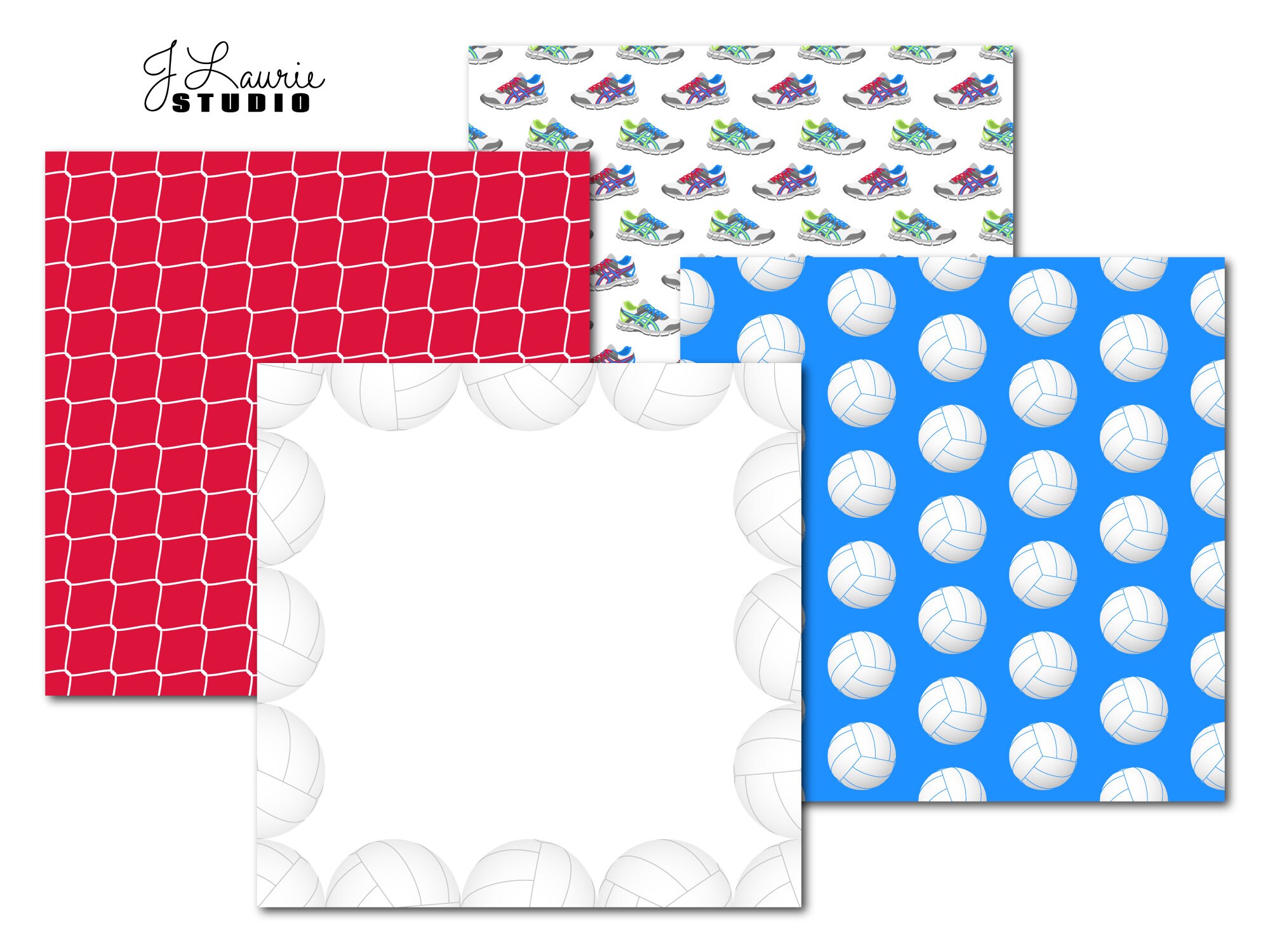 Volleyball-digital Scrapbook Papers-commercial Use-school | Etsy