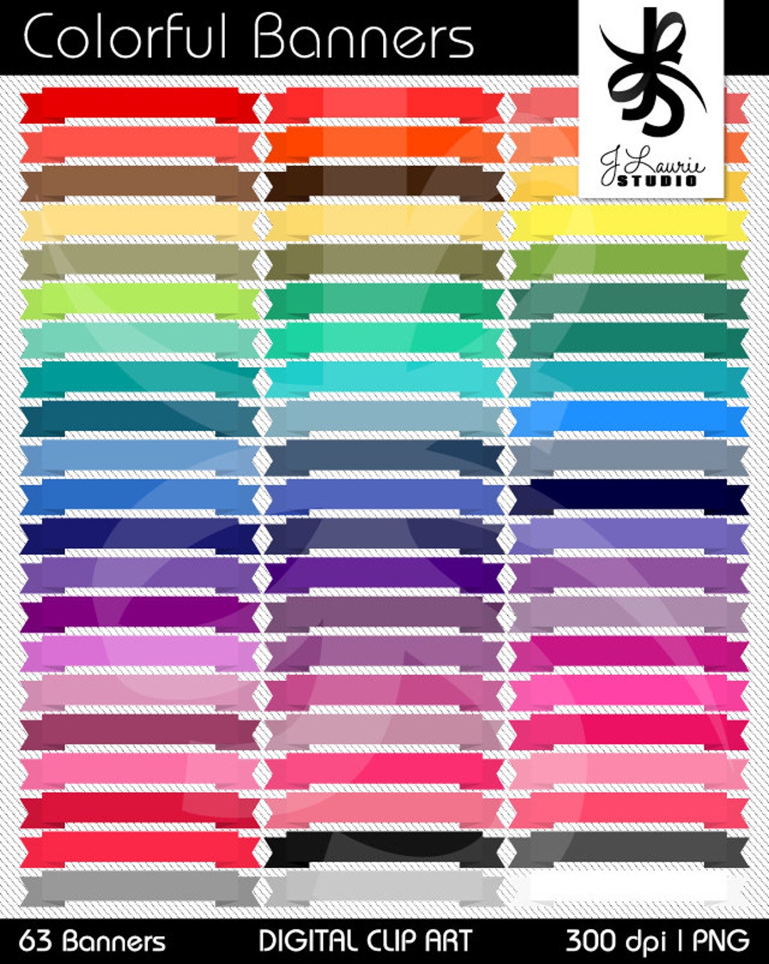 Digital Clipart Banners-colorful Banners-rainbow Pack-bright Colors-web ...