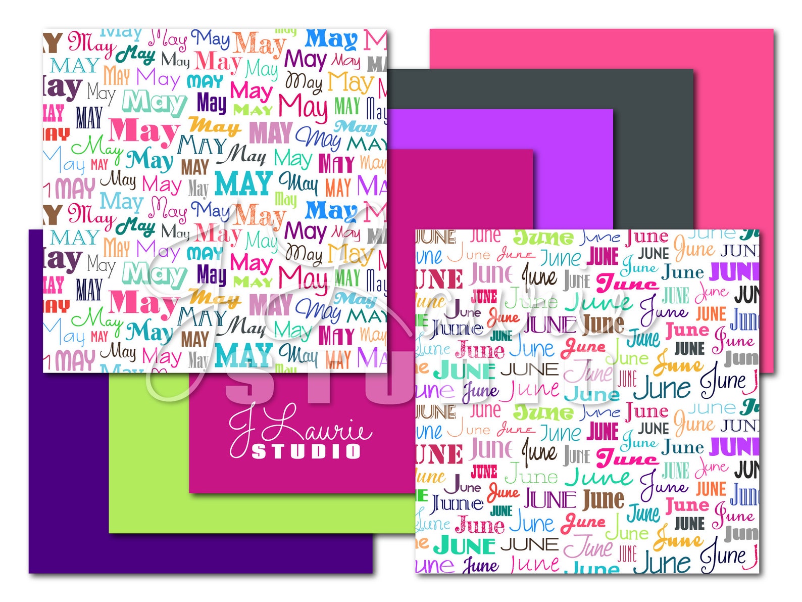 Months of the Year-digital Scrapbook Papers-commercial Use-calendar-12 ...