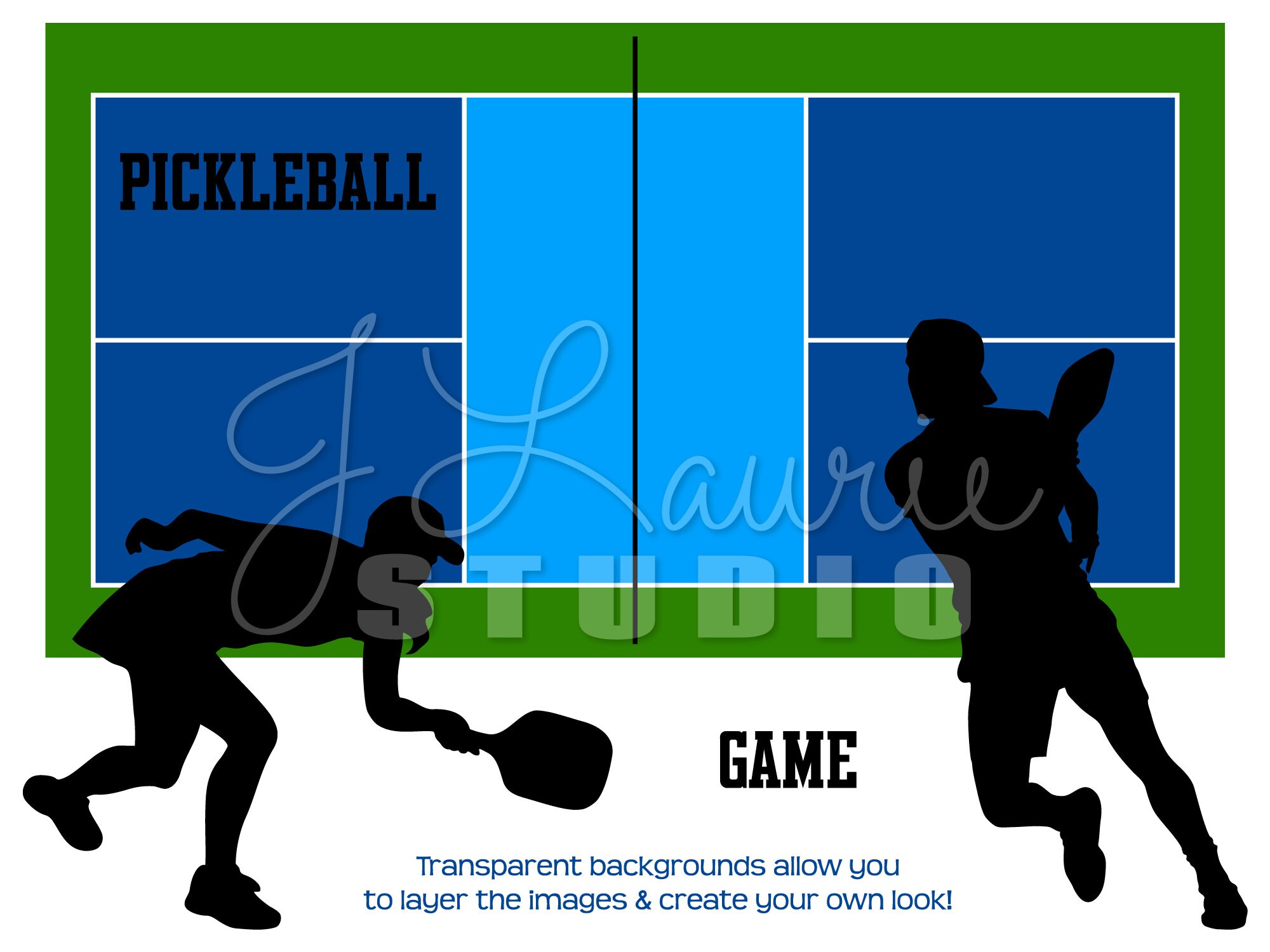 Pickleball-digital Clipart-commercial Use-net-sports-team-player-court ...