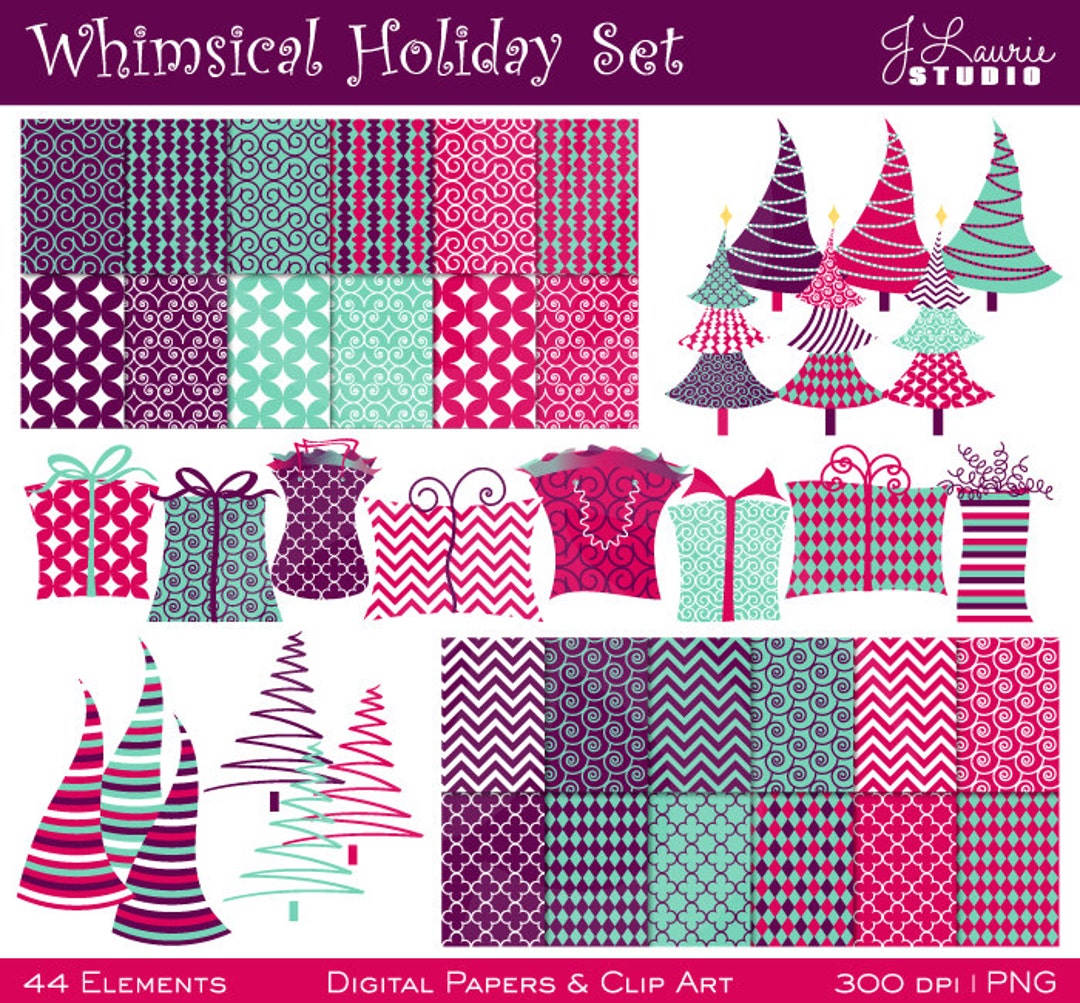 Digital Scrapbook Papers-whimsical Holiday Set-holiday Patterns ...