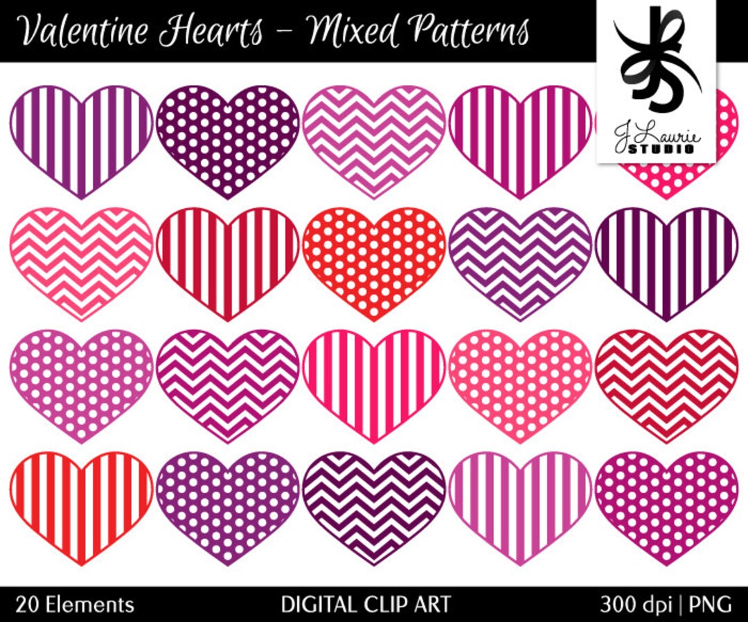 Digital Clipart Hearts-valentine Hearts-valentines Clipart-red-pink ...