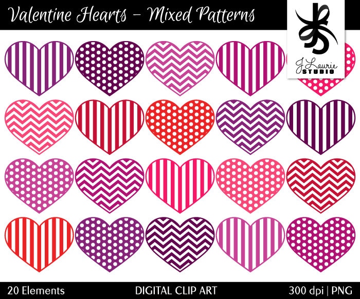 Digital Clipart Hearts-valentine Hearts-valentines | Etsy