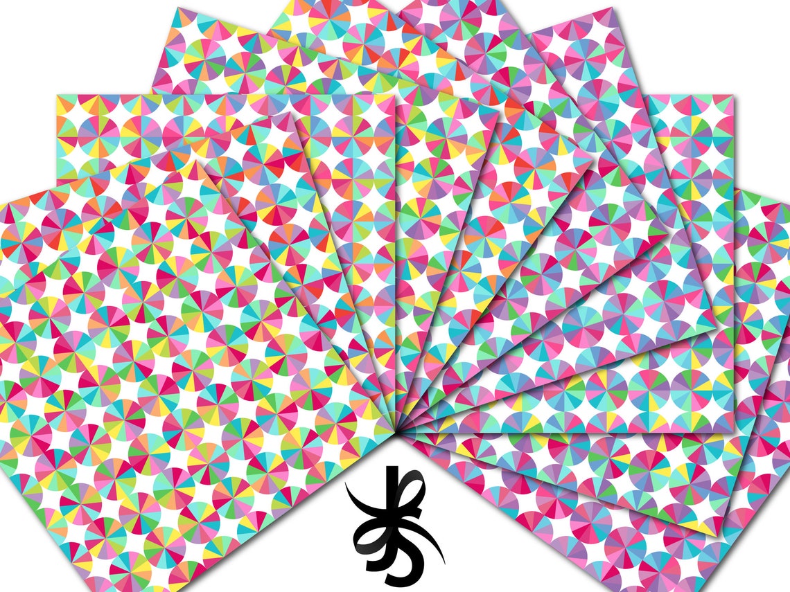 Multicolored Abstract Pinwheels-springtime-digital Scrapbook Papers ...