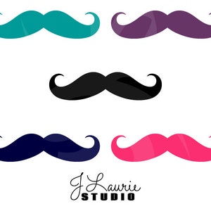 Digital Clipart Mustaches-colorful Mustaches-bright Colors-rainbow Pack ...