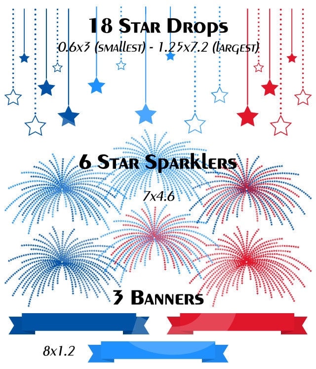 Digital Clipart & Papers-star Spangled Set-scrapbooking Kit-4th of July ...