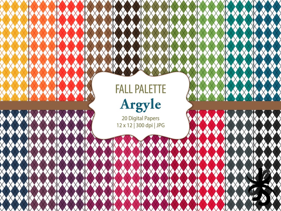 Argyle-fall Colors-digital Scrapbook Papers-commercial Use-geometric ...