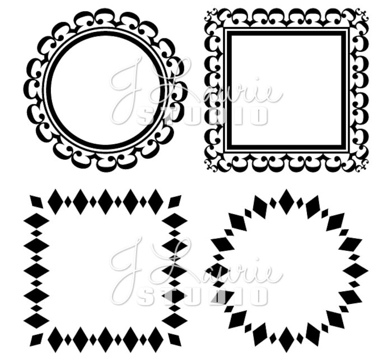Fancy Frames Digital Clipart-square Frames-round Frames-scrapbooking ...