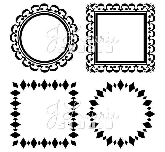 Fancy Frames Digital Clipart-square Frames-round | Etsy