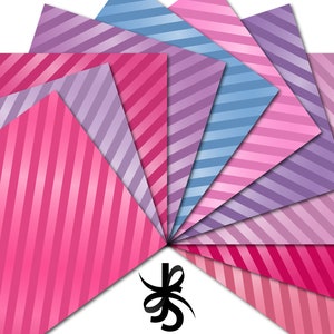 Gradient 2 Tone Diagonal Stripes-springtime-digital Scrapbook Papers ...