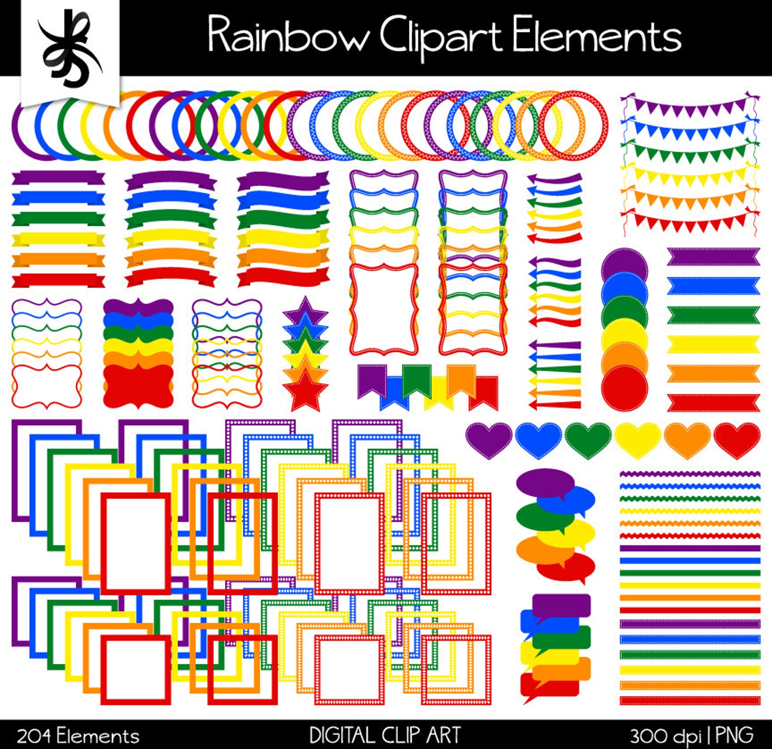 Digital Clipart Rainbow - Etsy
