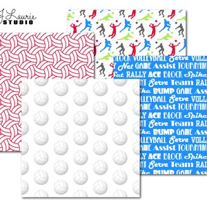 Volleyball-digital Scrapbook Papers-commercial Use-school Team-volley ...