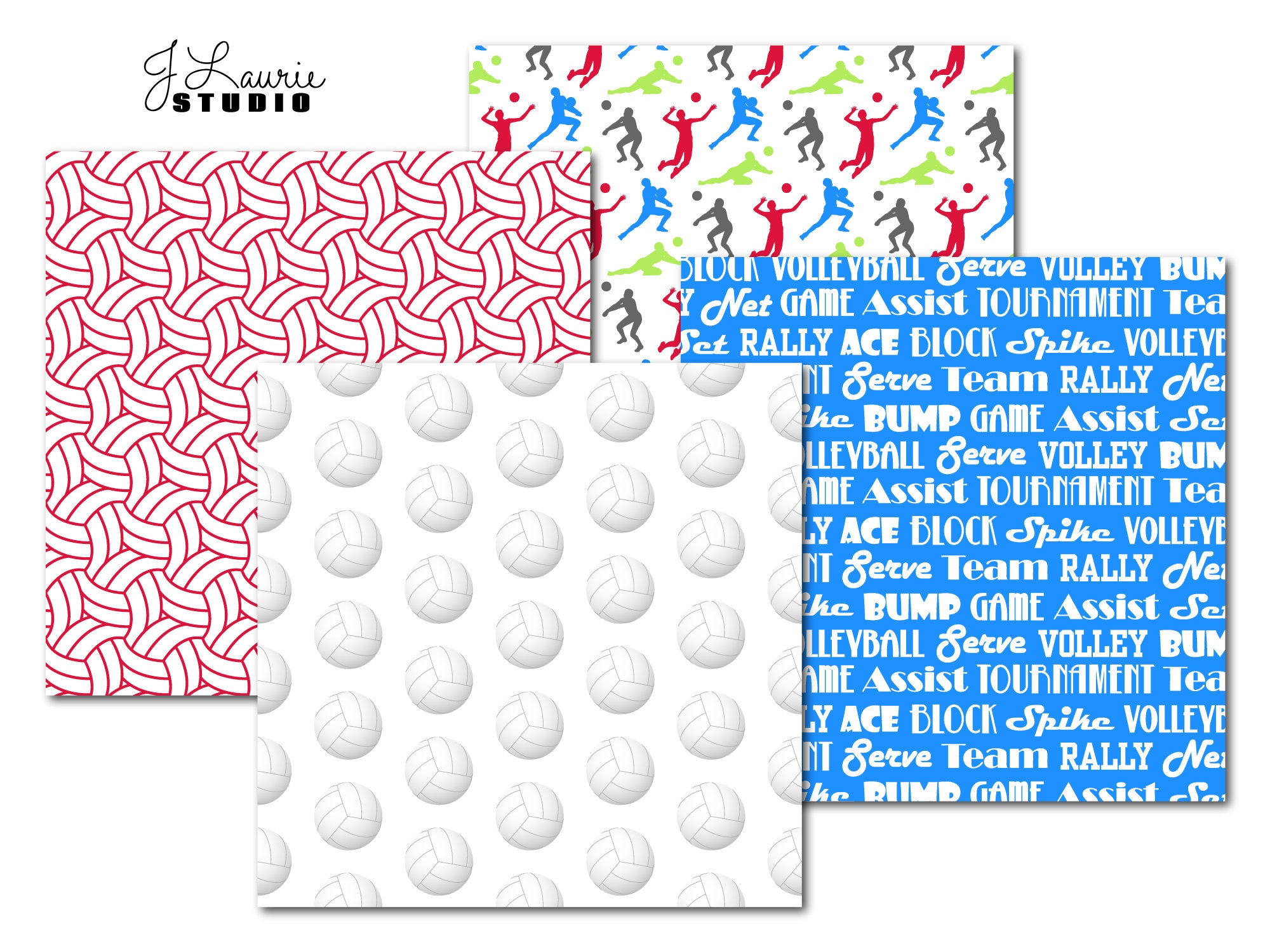 Volleyball-digital Scrapbook Papers-commercial Use-school | Etsy