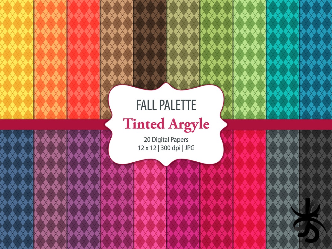 Tinted Argyle-fall Colors-digital Scrapbook Papers-commercial Use ...