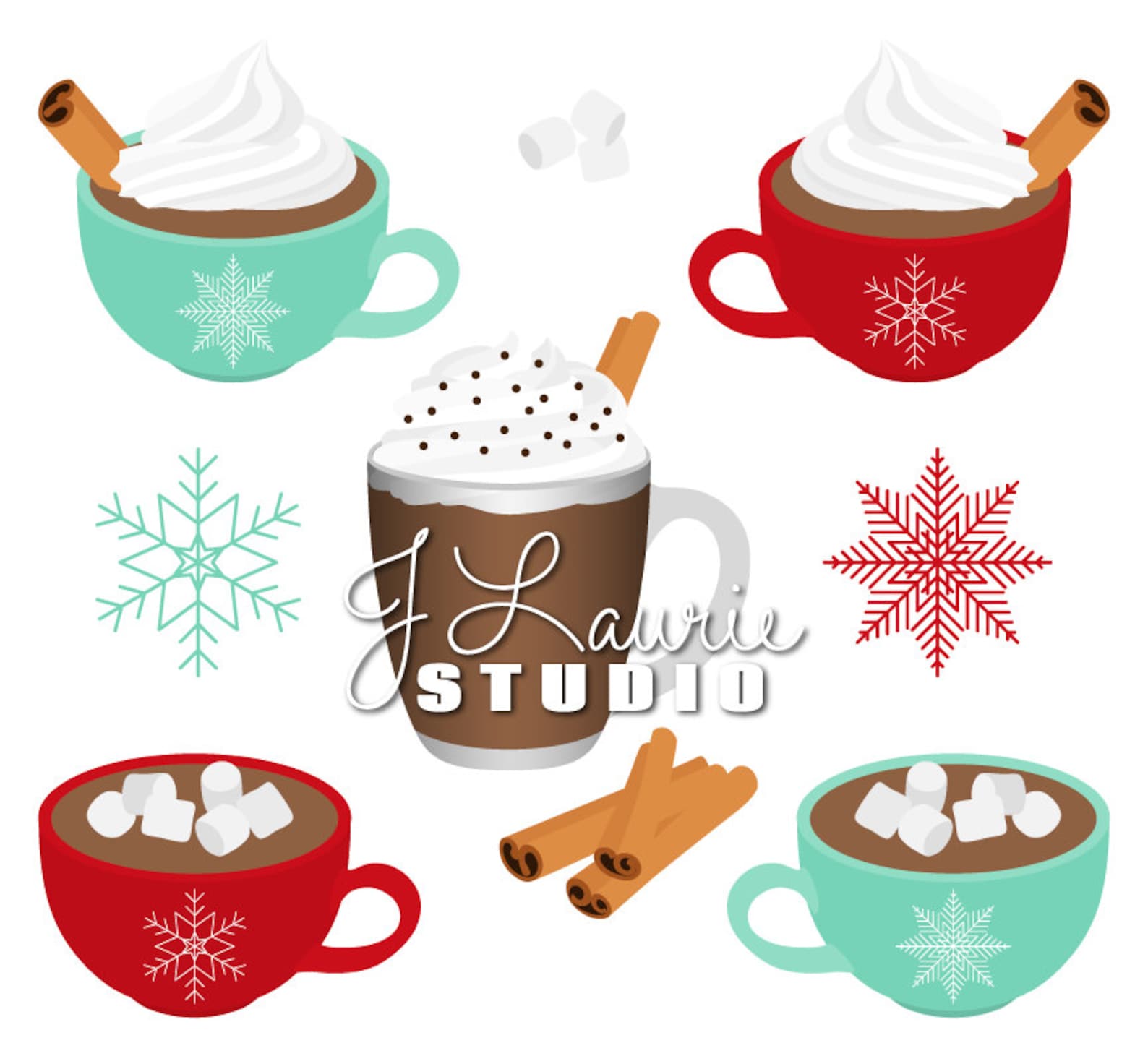Digital Clipart-christmas Cocoa-hot Chocolate-holiday - Etsy
