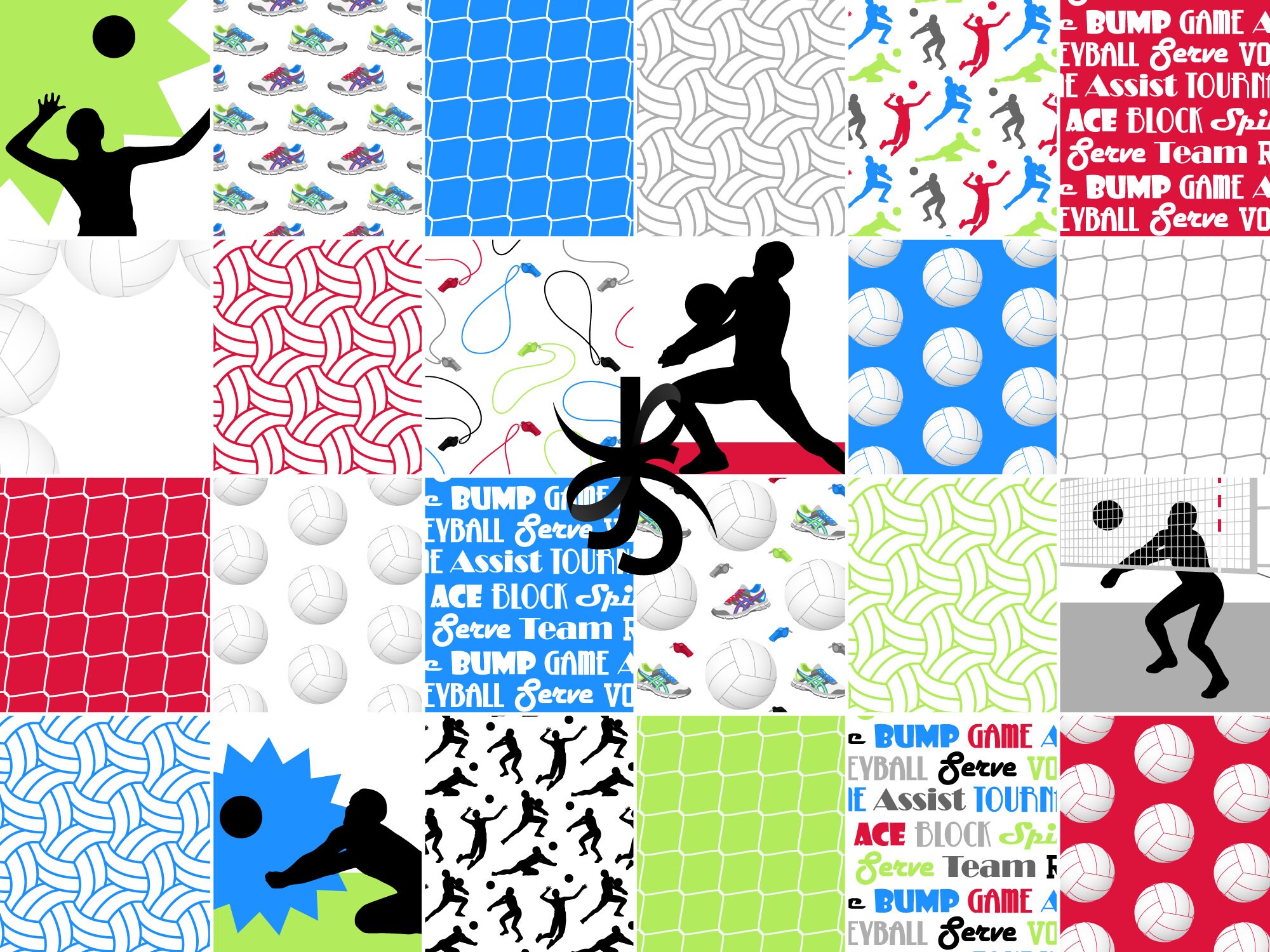 Volleyball-digital Scrapbook Papers-commercial Use-school | Etsy