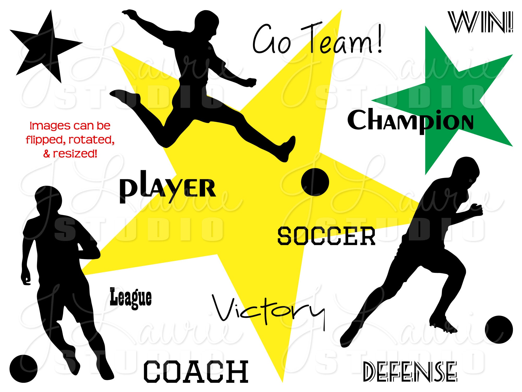 Soccer-digital Clipart-commercial - Etsy