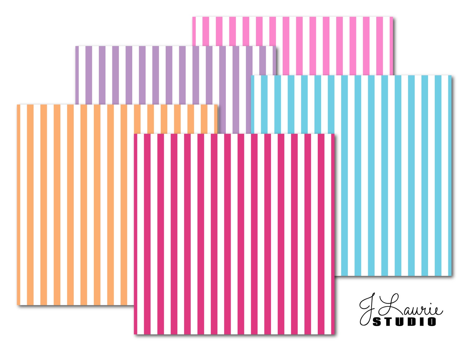 Stripes-springtime-digital Scrapbook Papers-commercial | Etsy