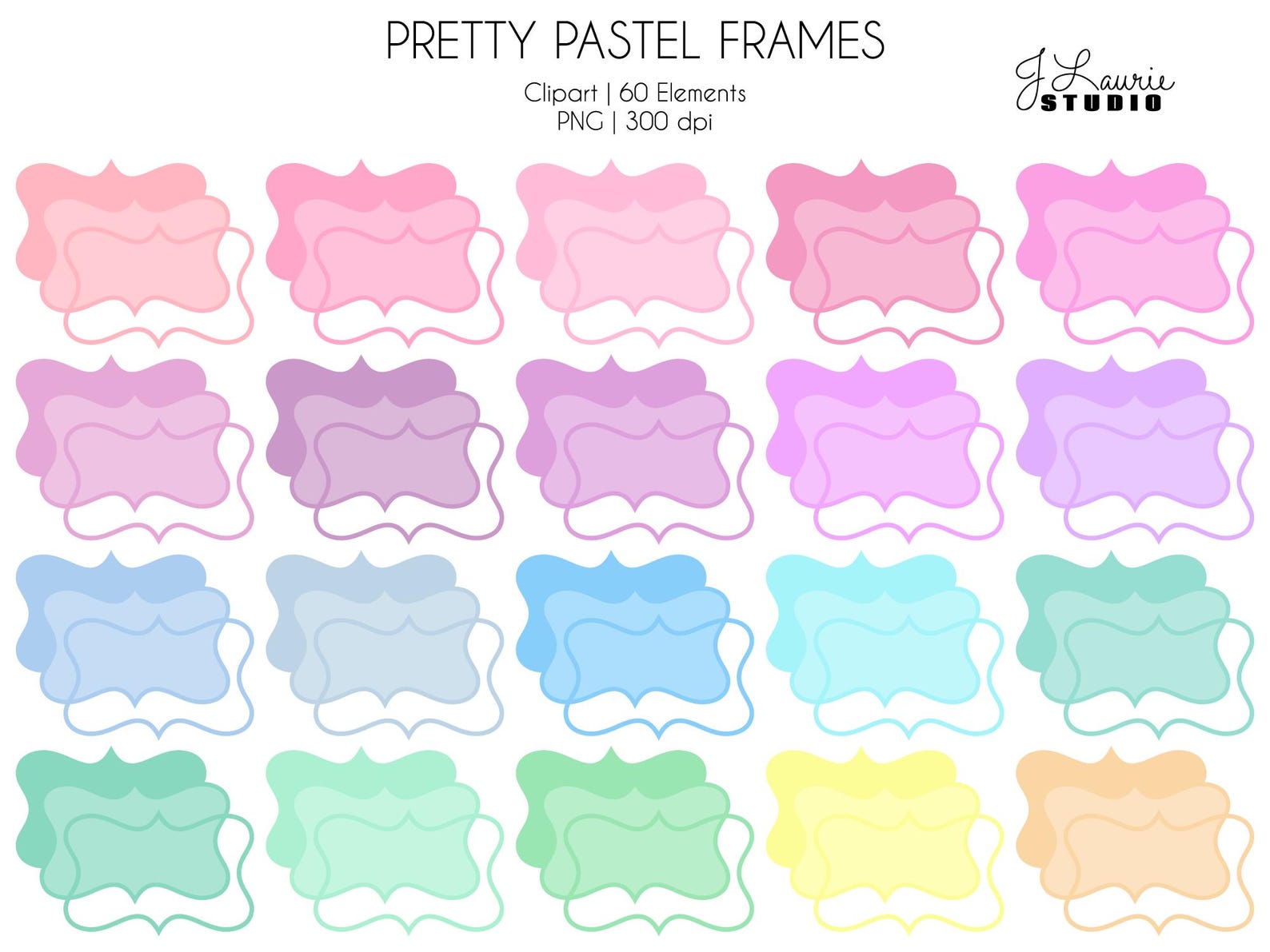 Pastel Digital Clipart Frames-text Boxes-baby-borders-invitations ...