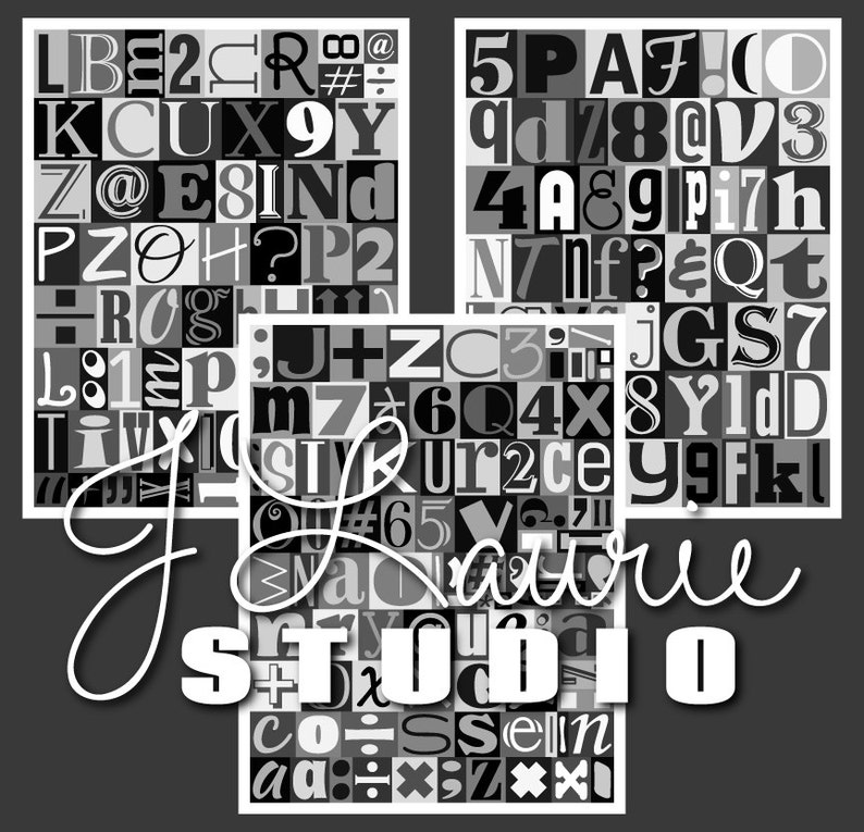 Digital Collage Sheet-printable Magazine Cutout Alphabet-greyscale ...