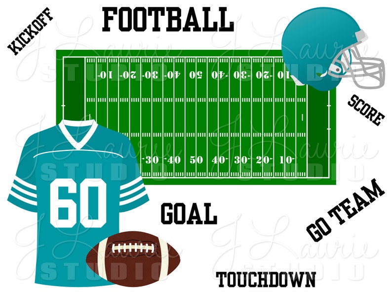 Football Team-digital Clipart-commercial Use-field-jersey-helmet-team ...