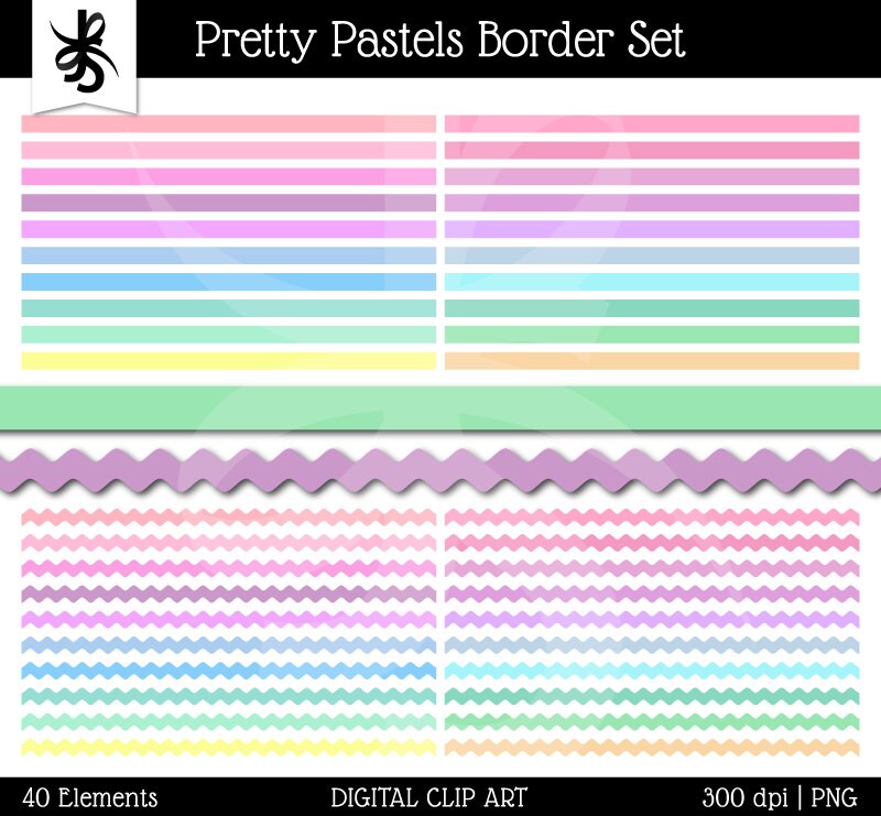 Digital Clipart Borders-pretty Pastels Borders-clipart | Etsy