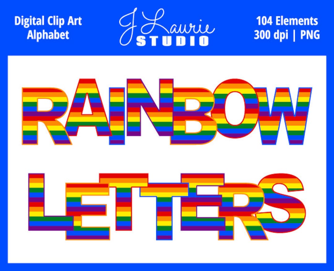 Digital Alphabet Letters Clipart-rainbow Party Patterns-pride-alphas ...