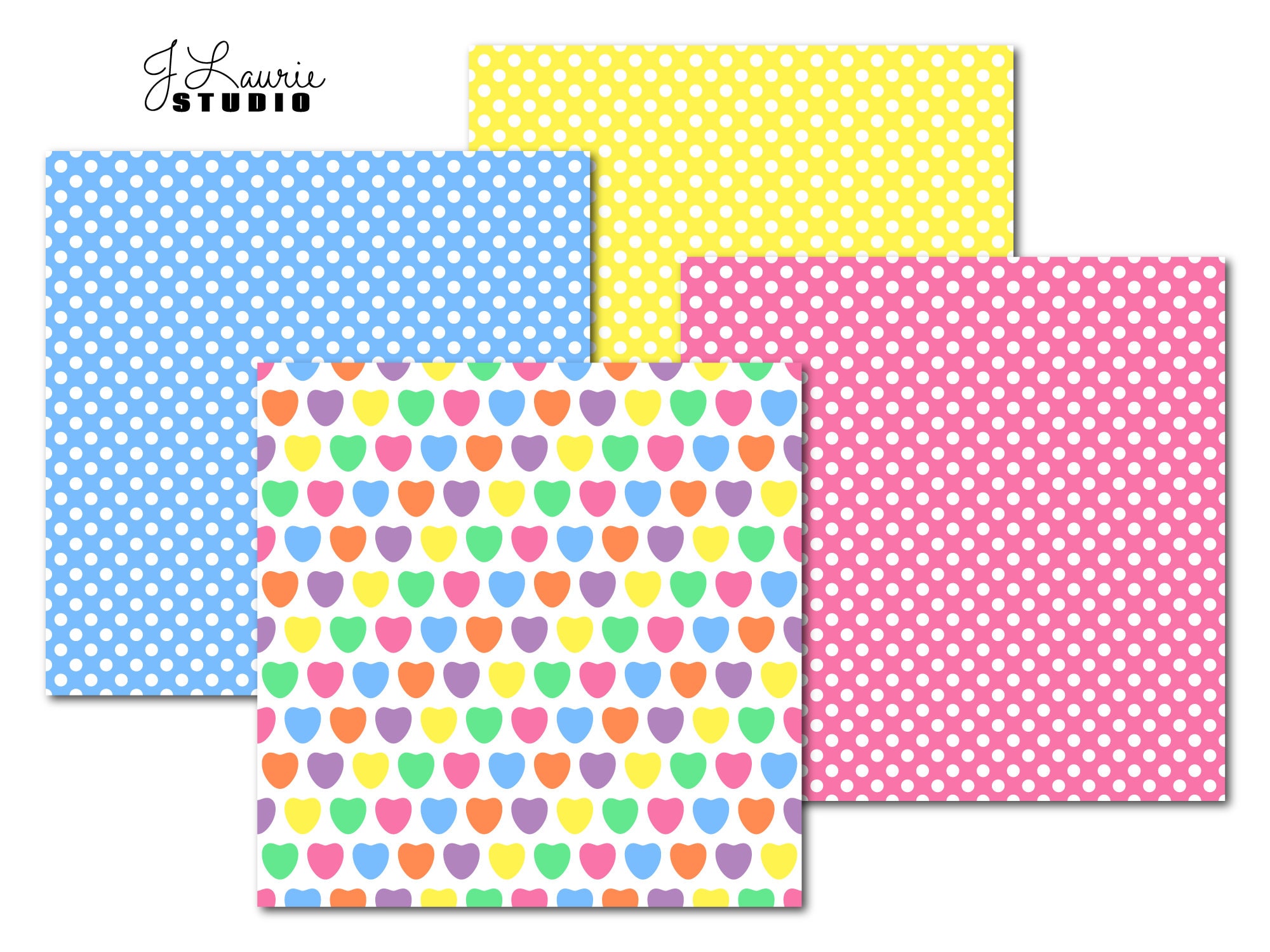 Valentine Conversation Hearts-Polka Dots-Digital Scrapbook Papers ...