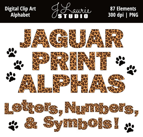 Digital Alphabet Letters Clipart-Jaguar Print-Animal | Etsy