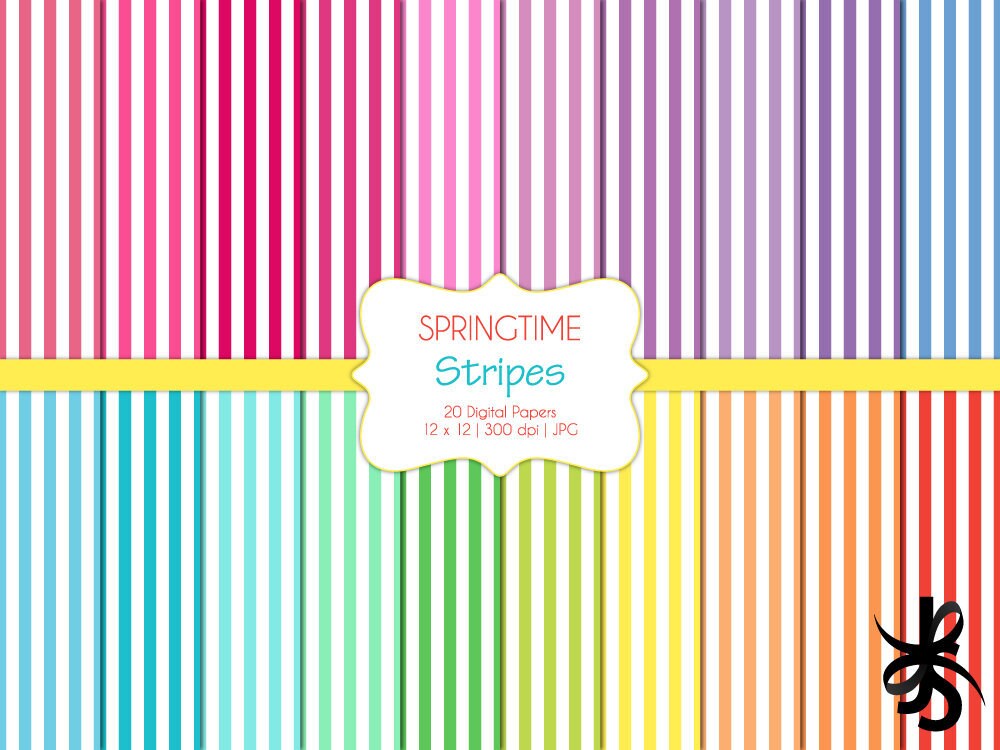 Stripes-Springtime-Digital Scrapbook Papers-Commercial | Etsy