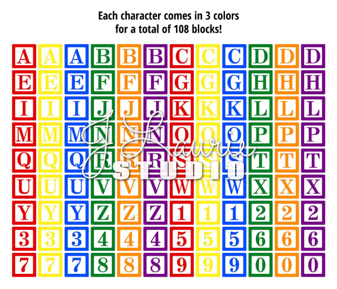 Digital Alphabet Letters Clipart-Rainbow Block Letters-Baby | Etsy