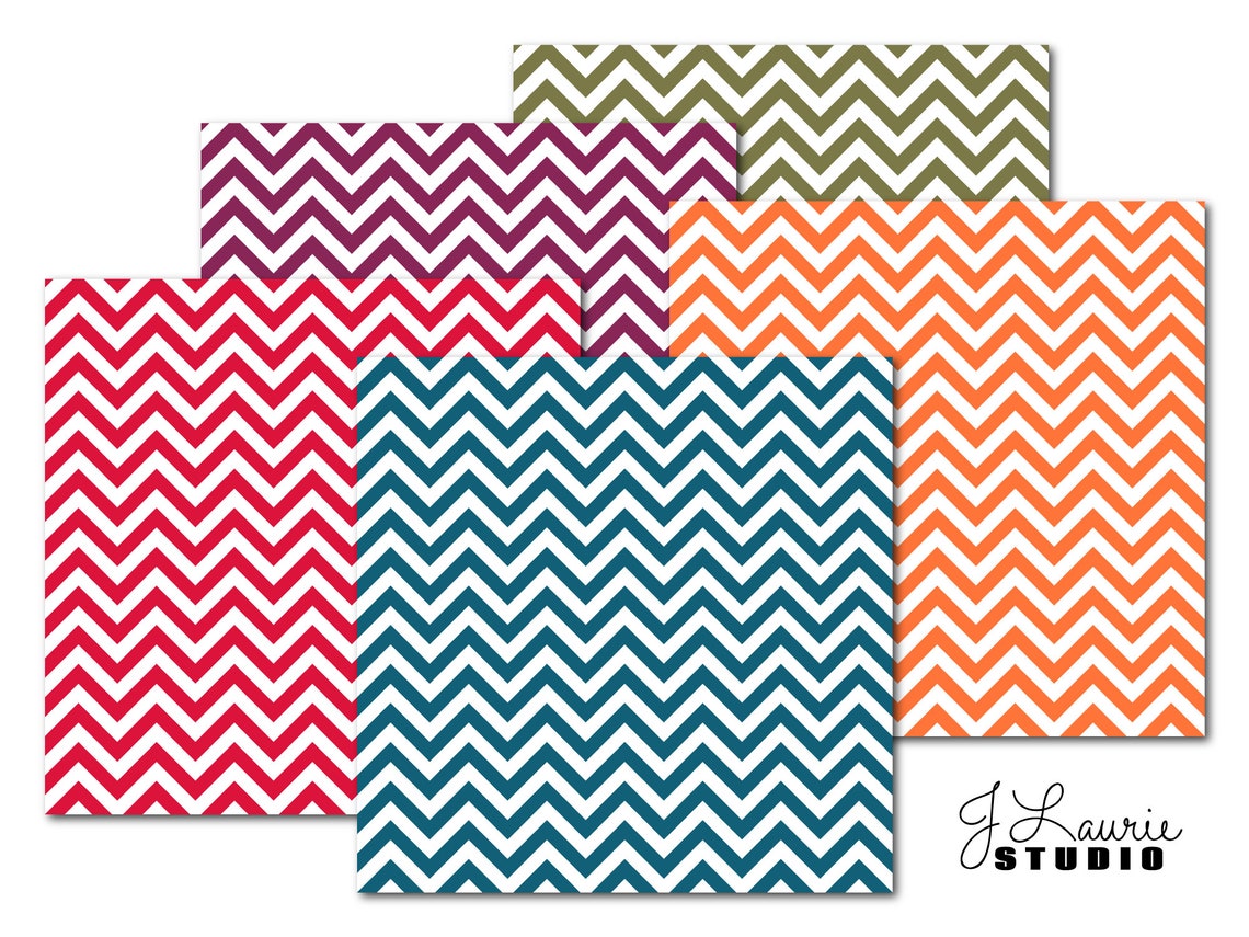 Chevron-fall Colors-digital Scrapbook Papers-commercial - Etsy