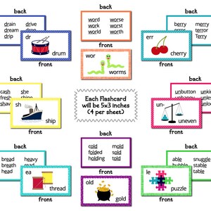 Phonics Flashcards-phonics Lesson-printable Phonics Flashcards-grammar ...