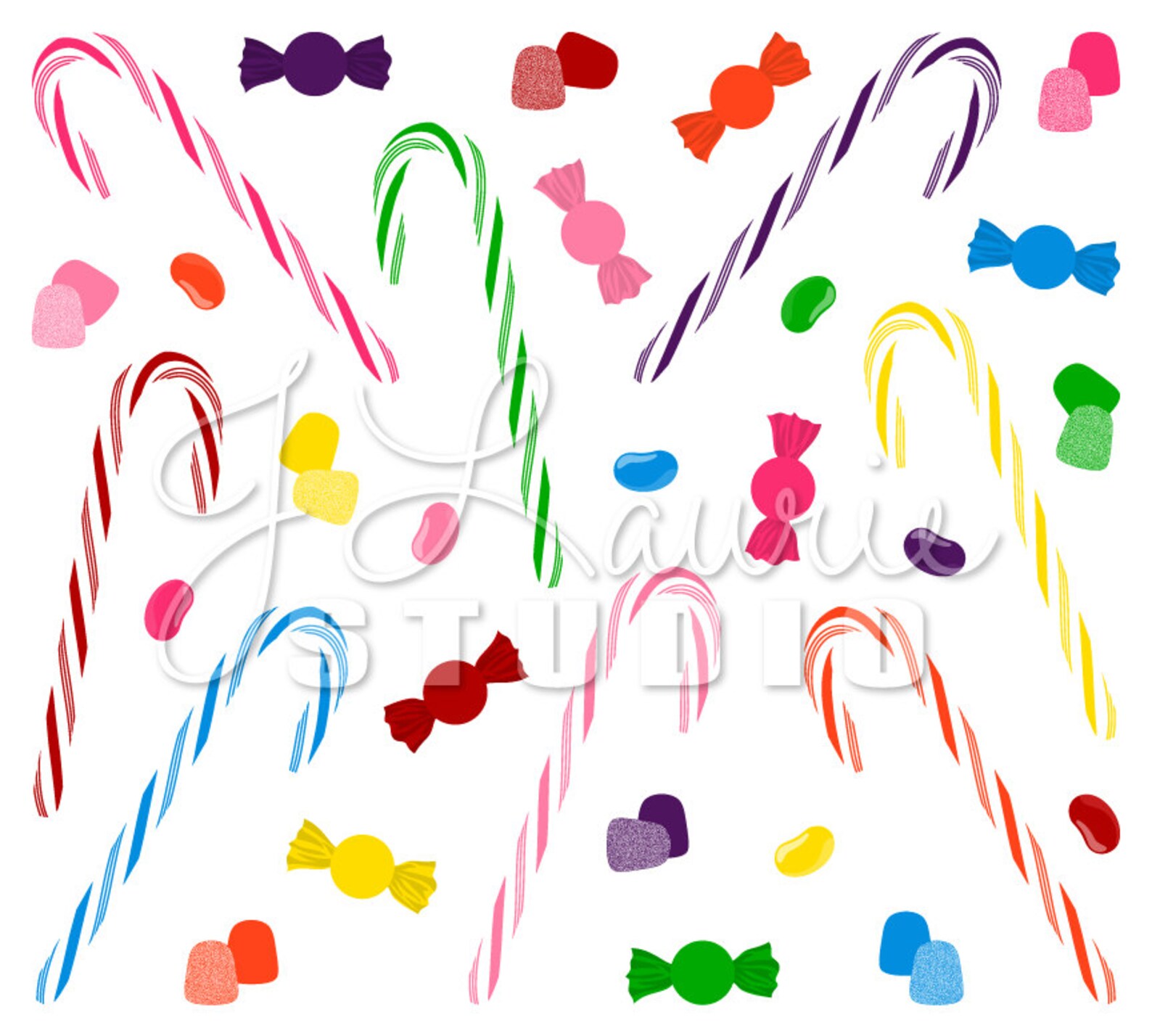 Candy Digital Clipart-candy Shop-sweet Shop-gumball Machine-candy Cane ...