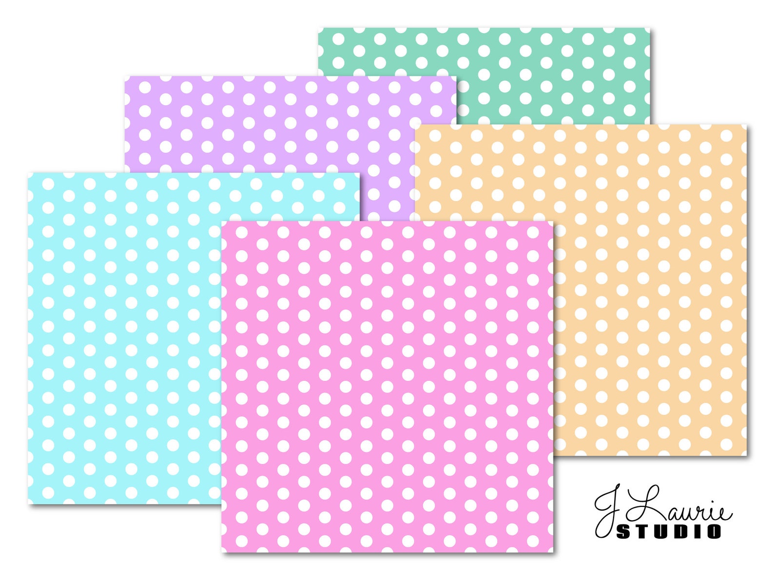 Pastel Polka Dots-digital Scrapbook Papers-commercial Use-baby Shower ...