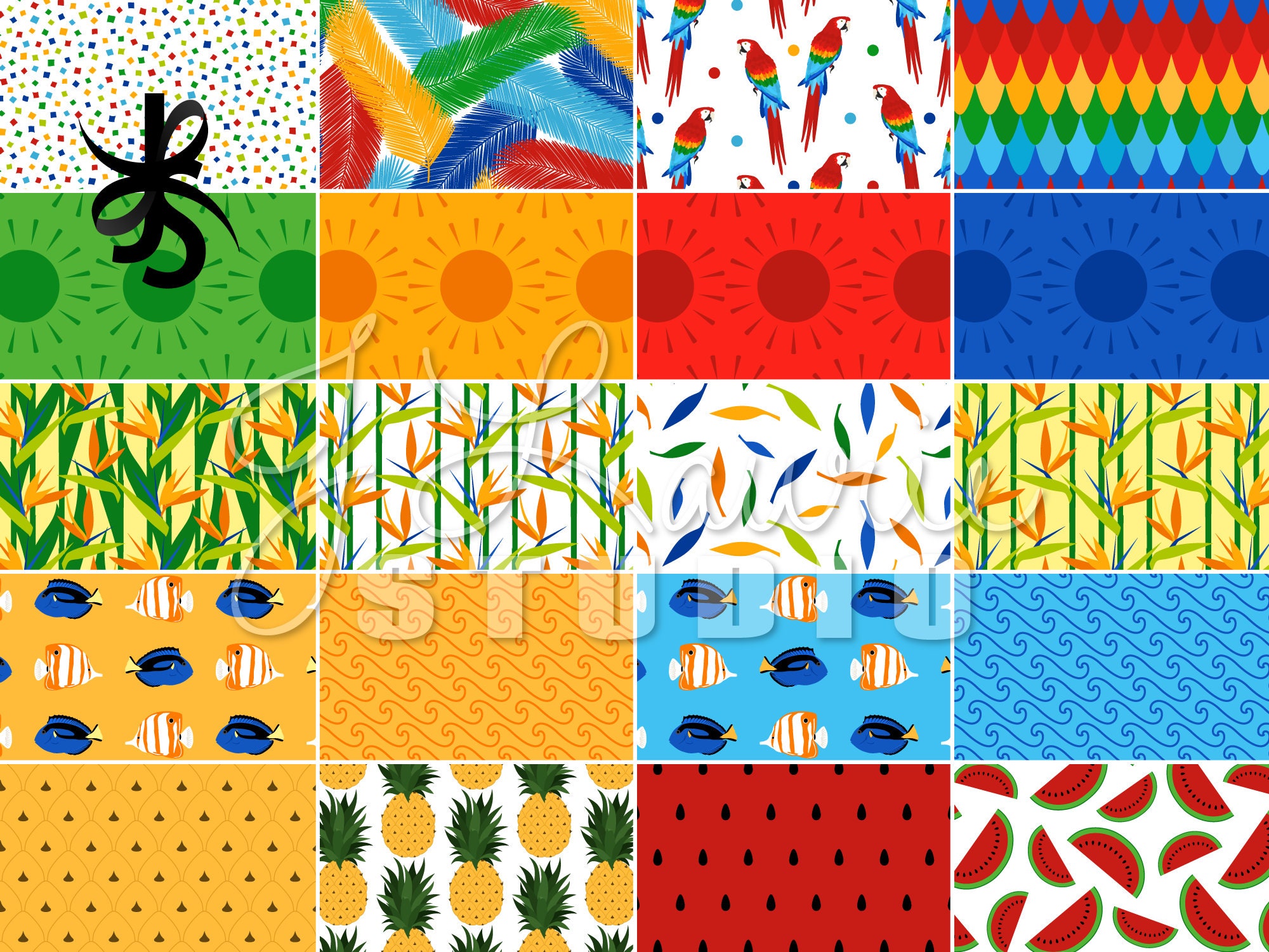 Tropical Isle-digital Scrapbook Papers-commercial - Etsy