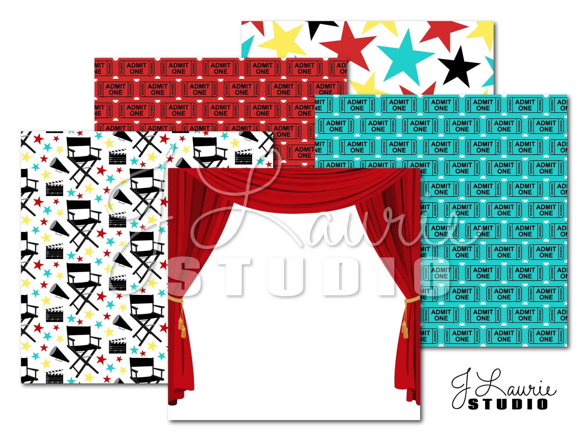 Movie Night-digital Scrapbook Papers-commercial - Etsy