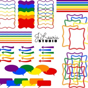 Digital Clipart Rainbow Elements-frames-labels-borders-tags-rainbow ...