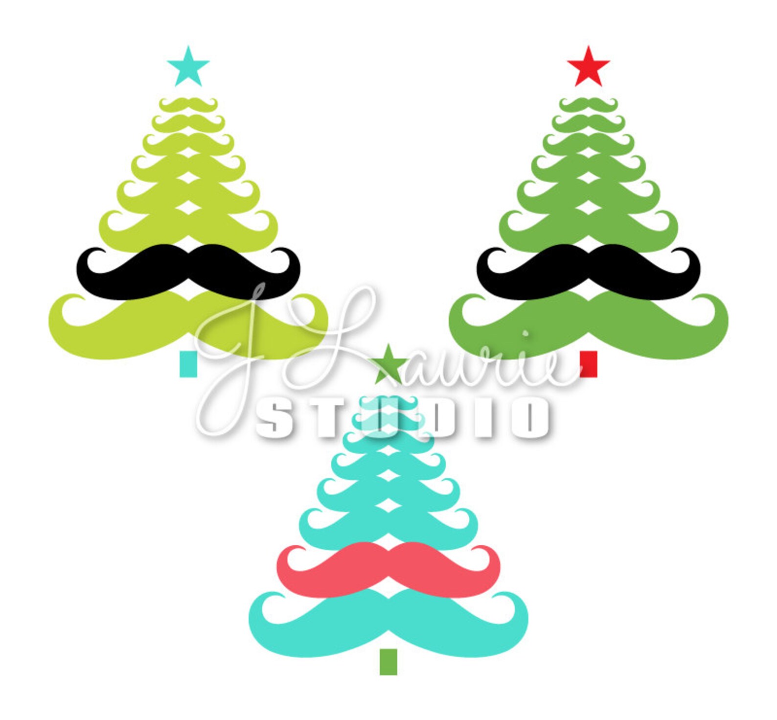 Digital Clipart-holiday Mustache Christmas Trees-mustache - Etsy