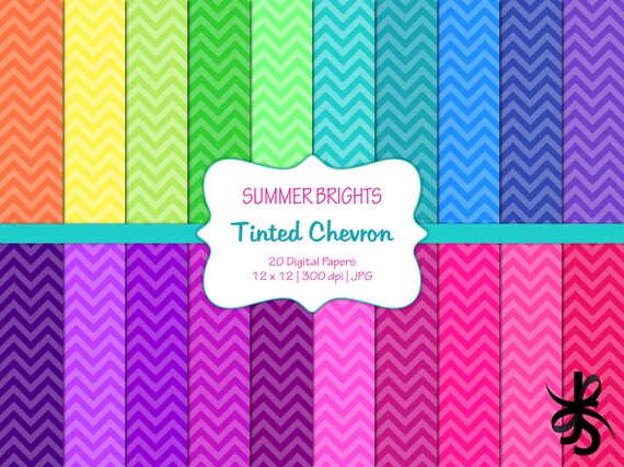Tinted Chevron-summer Bright Colors-digital Scrapbook | Etsy