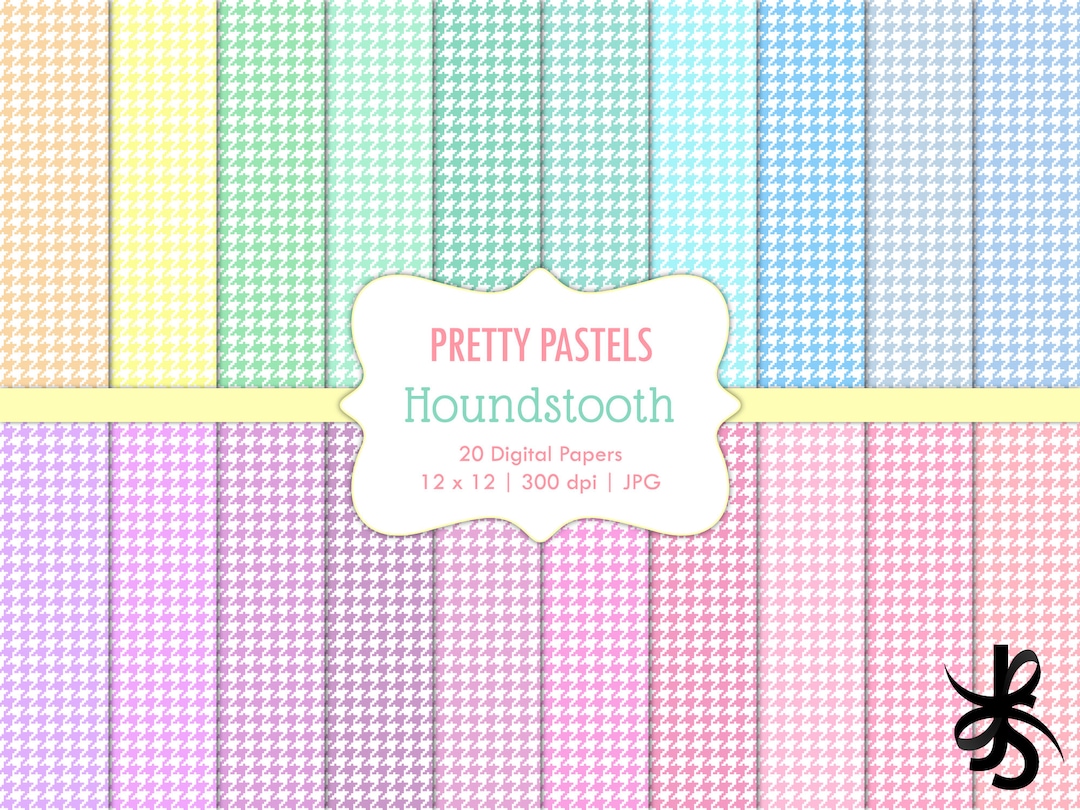 Pastel Houndstooth-digital Scrapbook Papers-commercial Use-baby Shower ...
