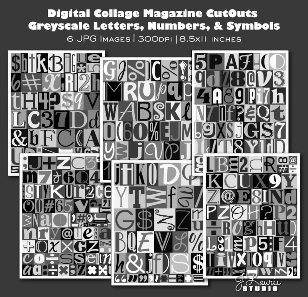 Digital Collage Sheet-printable Magazine Cutout Alphabet-greyscale ...