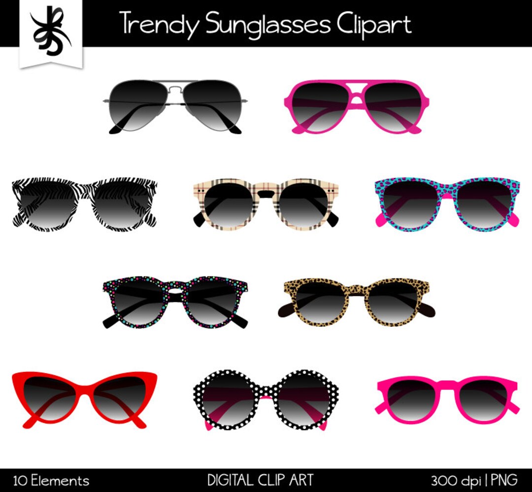 Sunglasses Digital Clipart-scrapbooking-invitations-trendy Sunglasses ...