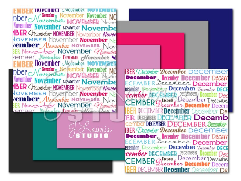 Months of the Year-digital Scrapbook Papers-commercial | Etsy